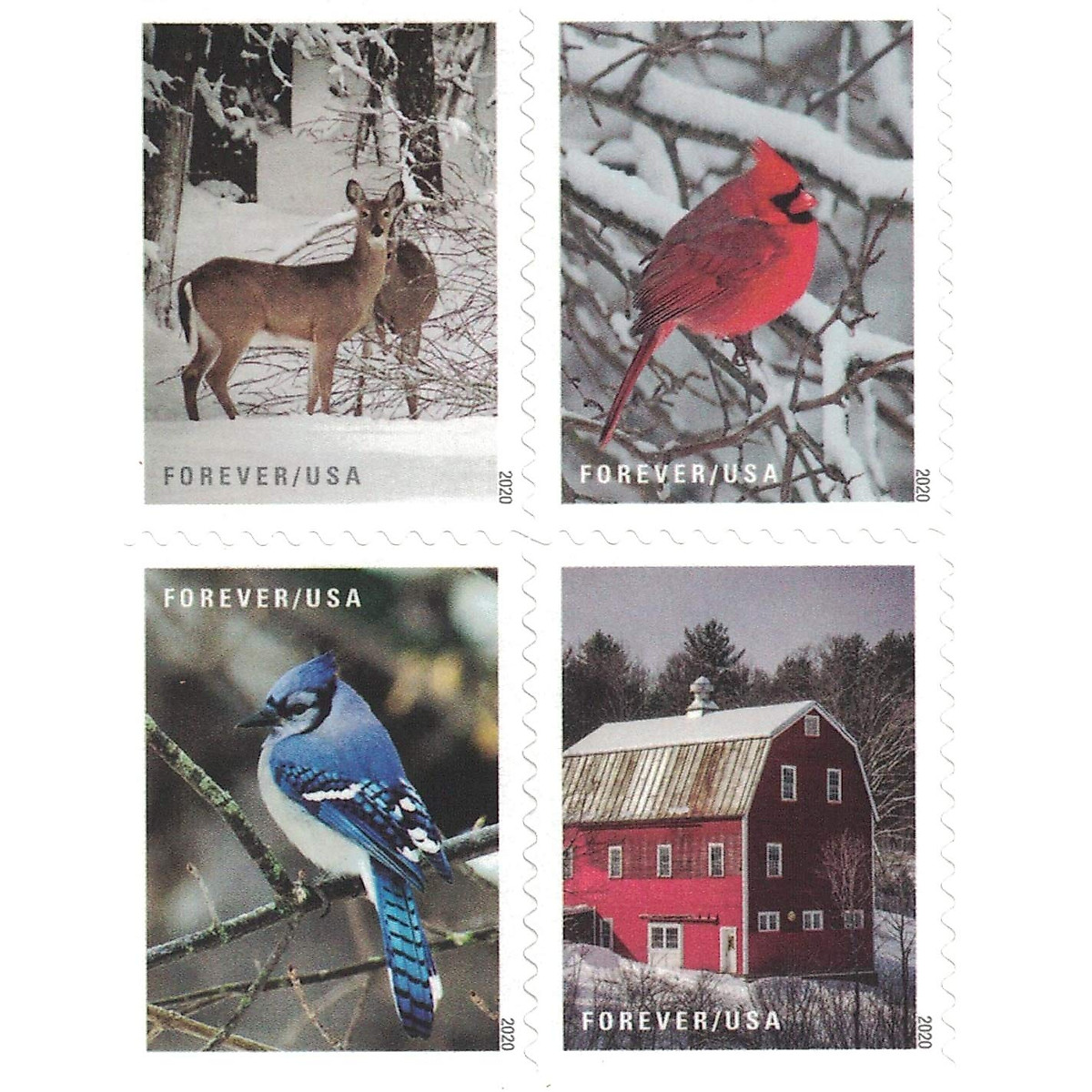 USPS Forever Stamps Winter Scenes - Book of 20 Postage Stamps
