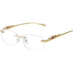 UM Vintage Rimless Sunglasses Retro Luxury Gold Metal Frameless Rectangle Lens Sun Glasses