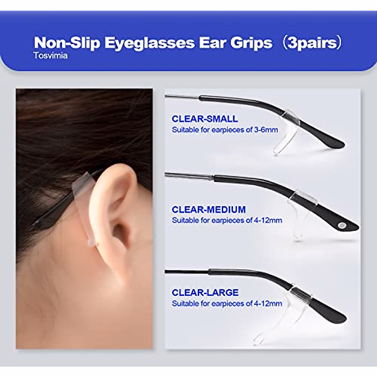 Tosvimia Upgrade Multi-Function Eyeglass Repair Kit, Include Anti-Slip Silicone Eyeglass Nose Pads, Screwdriver, Non-Slip Eyeglasses Ear Grips, Screws, Tweezer for Glasses, Sunglass, Reading Glasses