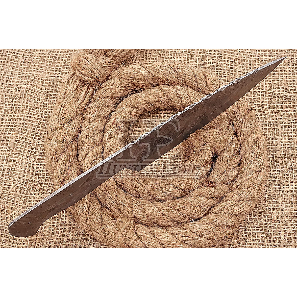 HUNTEX Unique Custom Handmade Hand-Forged Twist Pattern Damascus Steel 12 Inch Long Full Tang Razor Sharp Hunting Kitchen Blank Blade Knife