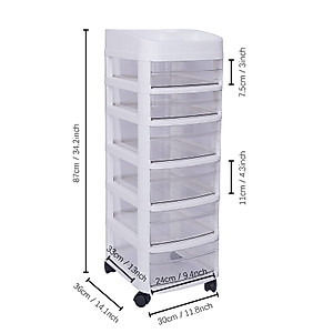 Gdrasuya10 6 Tier Rolling Storage Cart with Drawers, Plastic Storage Rolling Cart Cabinet Trolley with Universal Wheels for Office, Bathroom, Living Room