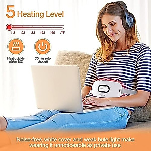 ONLYCARE Cramps Relief Heating Pad Period Heating Pad for Cramps, Menstrual Heating Pad Cordless Heating Pad Belt,Rechargeable Battery Operated Heating Pad5 Heat Levels Portable Heating Pads for Women