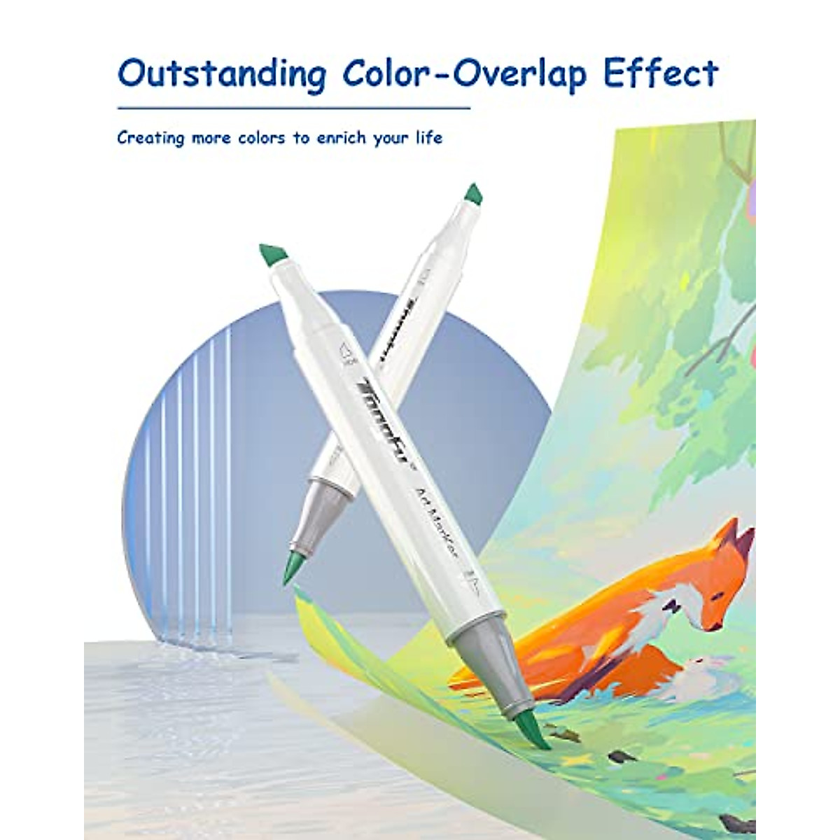 TongFu 24+1 Alcohol Markers Set, Art Marker Depicting Smoother Strokes,Upgraded Quality Ink,Safe,1s Quick-drying, Non Fading,Colorful,for Artist,Adults,Children Illustration Designing Drawing Marker