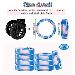 lasuroa 8pcs Luggage Wheel Covers, Portable Silicone Luggage Wheel Protector Covers Noise-Proof Luggage Spinner Wheel Covers for Most 8 Caster Luggage, Blue + Pink