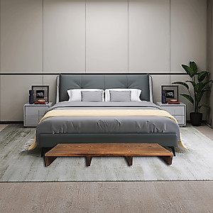 39.4'' Long Wooden Step Stool for Elderly, Half Wooden Riser Step Stool for Bedside, Bathroom, Kitchen and Outdoor High Steps(39.4" L*11.8" W*4.3" H)