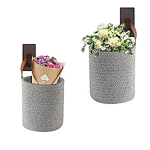 Clubasket Wall Hanging Rope Basket Small Woven Basket Hanging Storage Rope Basket Cotton Rope Basket Storage Bins for Home Décor, Baby Nursery (M-Grey06)
