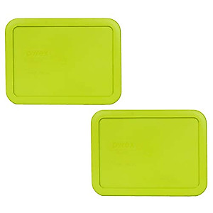 Pyrex Bundle - 2 Items: 7210-PC 3-Cup Edamame Green Rectangle Plastic Food Storage Lids