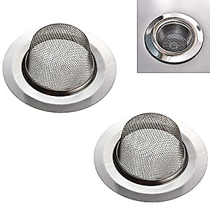 2 Pcs Stainless Steel Kitchen Mesh Silver Sink Strainer Large Wide Rim 4.5" Diameter,Perfect for Kitchen Sinks