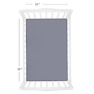 Biloban Mini Crib Sheets Fitted, 2 Pack Mini Crib Sheet Fits for Mini Crib Mattress, Neutral Mini Crib Sheets for Baby Boys and Girl, Grey, 38”X 24”