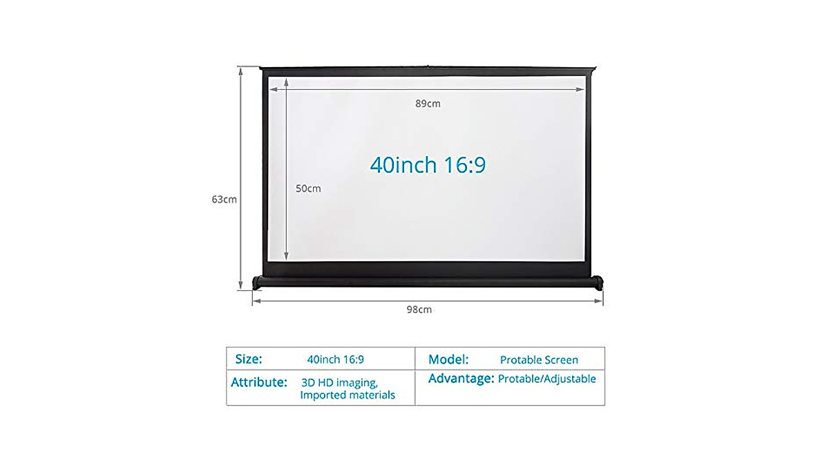 40 inch 16:9 Portable Tabletop Projector Screen - FZZDP