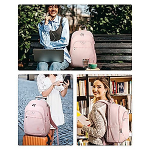 BAGSMART Laptop Backpack for Men College Backpacks 15.6'' Notebook Work Travel Backpack for Men (15.6 inches, pink)
