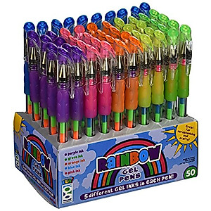 Raymond Geddes Rainbow Color Assorted Gel Pens (Pack of 50)