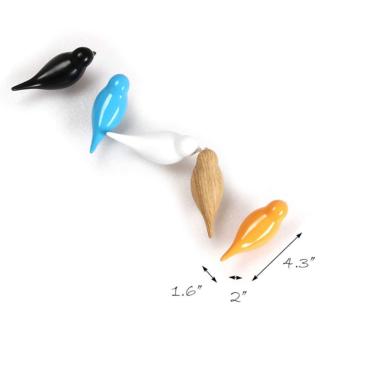 DesignSter Resin Bird Coat Hooks - Premium Creative Wall Mounted Birds Decorative Art Decor Hat Towel Bag Hanger Gift for Home,Living Room, Bedroom, Shop, Set of 5