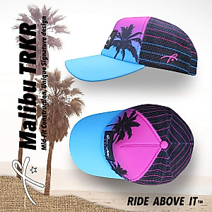 Grace Folly Foam Trucker Hat Snapback Mesh Baseball Cap for Men or Women (Palm- Pink & Teal)