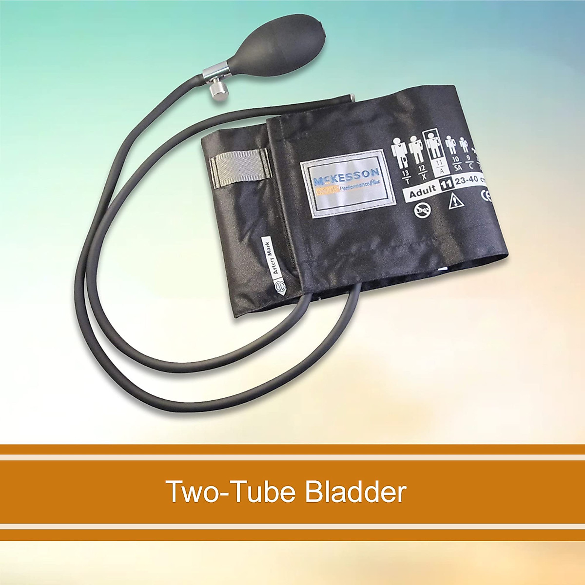 McKesson LUMEON Blood Pressure Cuff and Bulb, Black, Adult Medium, 23 cm to 40 cm, 1 Count