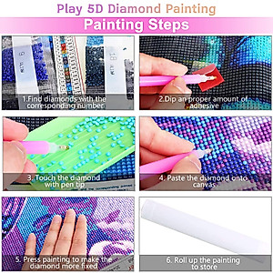 5D Diamond Painting Kits Dreamy Angel Girl Round Full Diamond, DIY Diamond Painting Art Girls Crystal Rhinestone Cross Stitch, for Home Decor Wall Decor Gifts for Girls 12x16inch