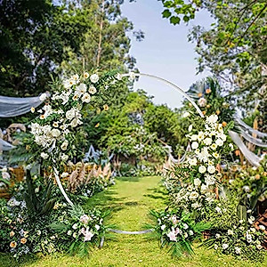Round Rose Arch Arbor Stand Circle Archway,Tubular Trellis Pergola Backdrop (Color : White, Size : 2m) (White 2.4m)