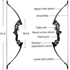 Monleap Recurve Bow and Arrows for Adults 51" Archery Set Right Hand Longbow 30-50lb Aluminum Alloy Riser Takedown Bow Arrow Quiver Bow Sight for Beginner to Intermediate Shooting Hunting (50 pounds)