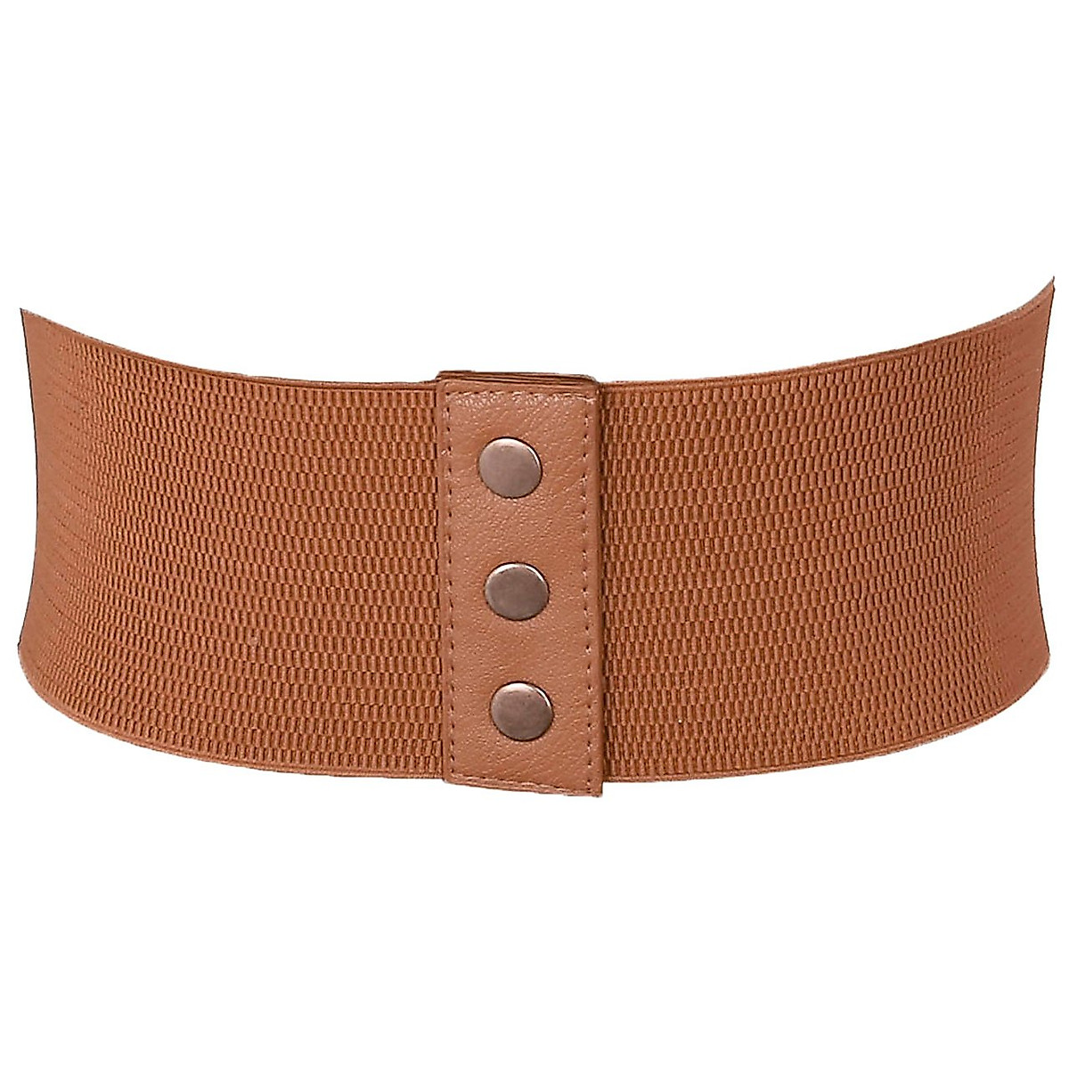 Ayliss Womens Elastic Wide Band Lace-Up Corset Cinch Belt with Press Button, Fit waist 24.8"-32.7", Brown