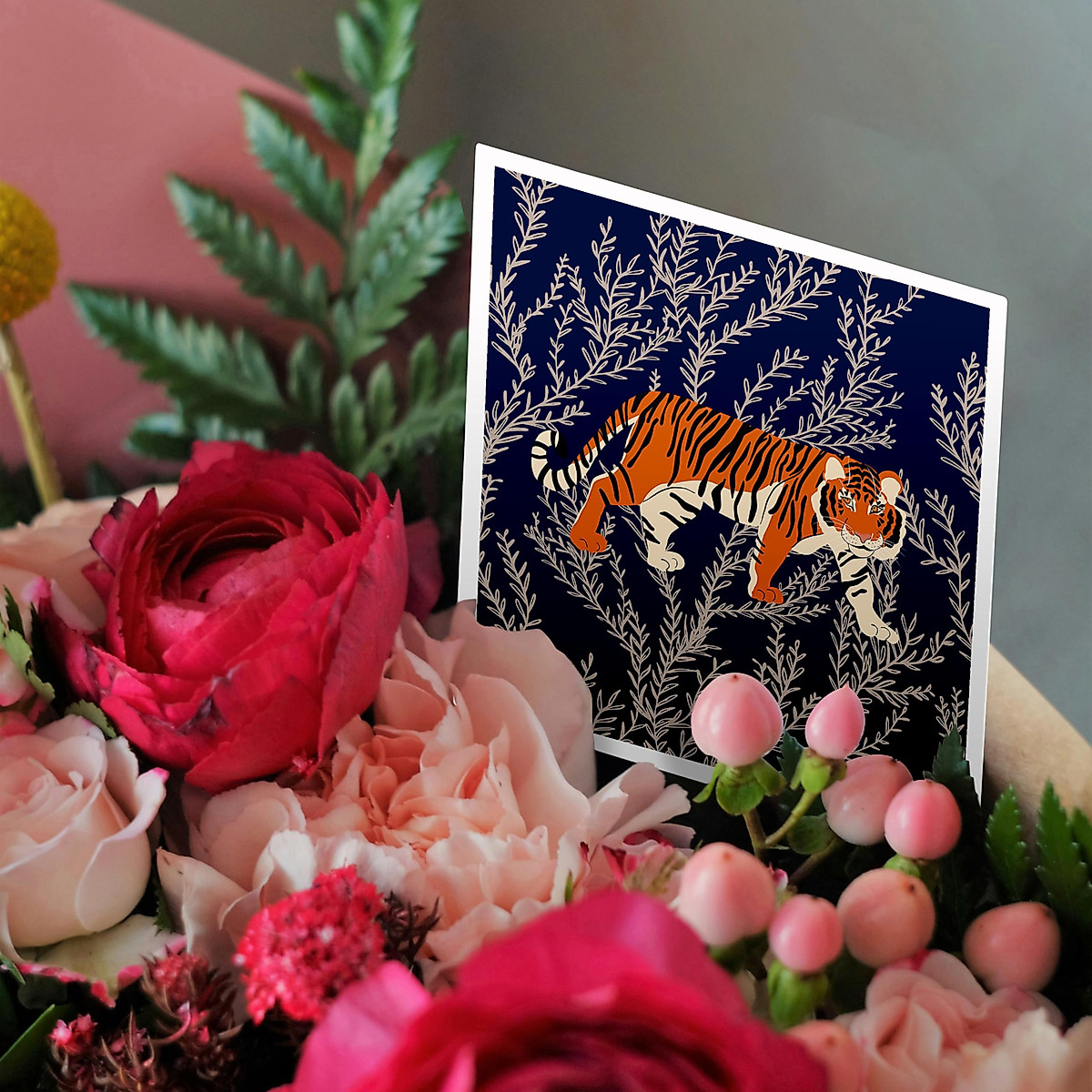 3dRose Greeting Cards - Bengal Tigers and Vines - 12 Pack - Designs Jungle Animals