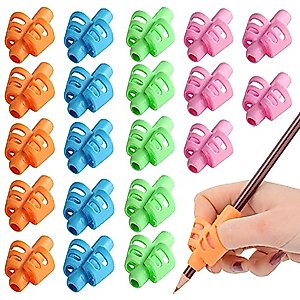 JustBlanks 20 Pcs Pencil Grips for Kids Handwriting - Pencil Holders for Kids, Pencil Grippers Writing Tool, Writing Posture Correction Tools for Toddlers, Preschoolers Special Needs for Classroom