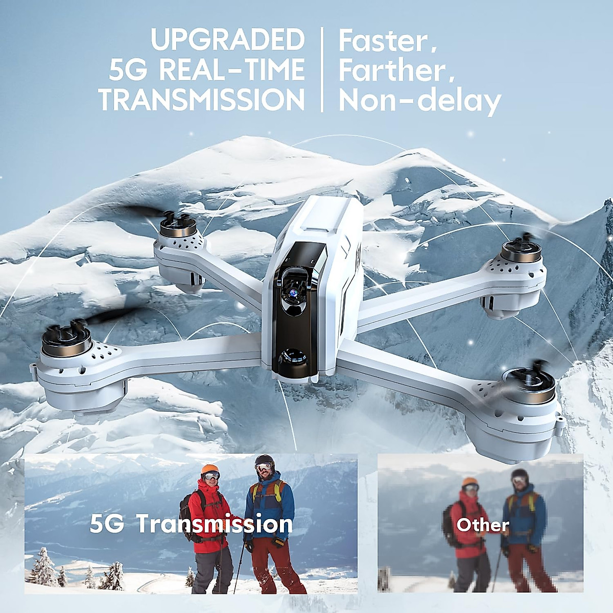 BEZGAR Drone with Camera for Adults 4K, RC Quadcopter with Brushless Motor, Optical Flow Positioning, Auto Hover, One Key Start/Land, 2 Rechargeable Batteries, FPV 5G Drones for Adults, BD102