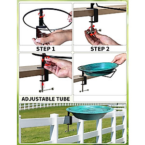 Deck Mounted Bird Bath for Outside, Detachable Birdbath Bowl with Sturdy Clamp, Easy Setup Outdoor Bird Feeder for Garden Patio Lawn Yard Decoration