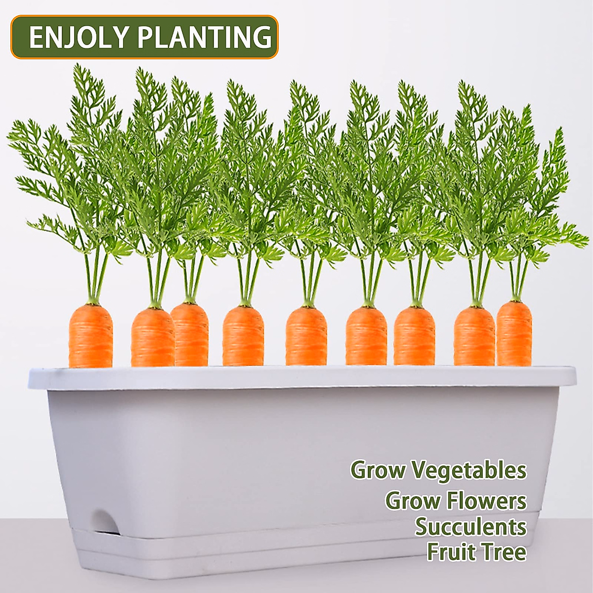 8-pack 15.6*7.5*5.9" Planter Boxes Outdoor Large,Window Box Planters Rectangle for Indoor Plants,Long Planter Box with Drainage Tray,Windowsill Herb Garden for Vegetables Succulents(Off-white)