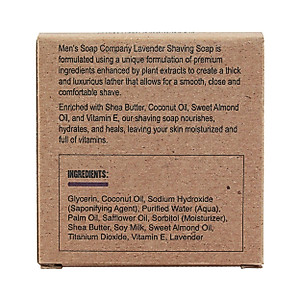 Men’s Soap Company Shaving Soap Refill Puck, 4.0 oz - Natural Vegan Ingredients with Shea Butter & Vitamin E for Thick Lather and Skin Protection, Lavender