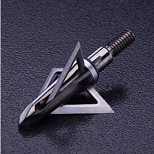 DEEPOWER 4-Pack Broadheads 100 Grain 3 Fixed Blade Broadheads 1+1/4' Inch Cut Diameter Carbon Steel Ferrule Arrow Broadhead for Crossbows and Compound Bow