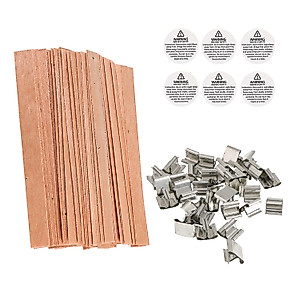 154Pcs Wood Candle Wicks, BENBO 5.1 X 0.5 Inch Smokeless Crackling Wooden Candle Wicks Natural Candle Wicks with Iron Stand Candle Warning Labels for DIY Candle Making Craft (50 Sets)