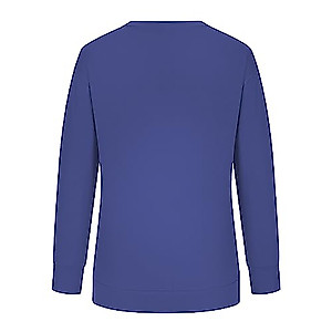 LAWOR Womens Sweatshirt 2023 2024 Sudaderas de color sólido para mujer Suéter de manga larga con cuello redondo de ajuste holgado Otoño Invierno W1-Light Blue X-Large