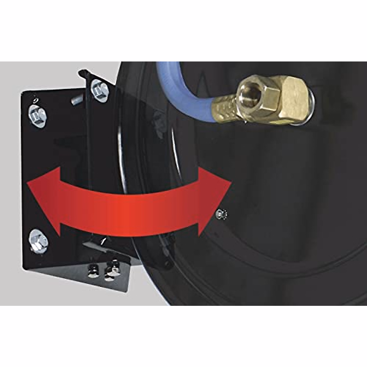 BLUBIRD HRS3812 20 ga. 8.5" x 6" Universal Hose Reel Swivel Mount for Floor, Wall, Ceiling, 140 Degree Rotation, Black Powder Coated, Steel, 4 Slotted Holes