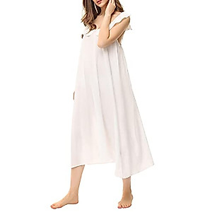 Zexxxy White Cotton Nightgown for Women Sleeveless Long Sleepwear Cute Vintage Nightdress XXL