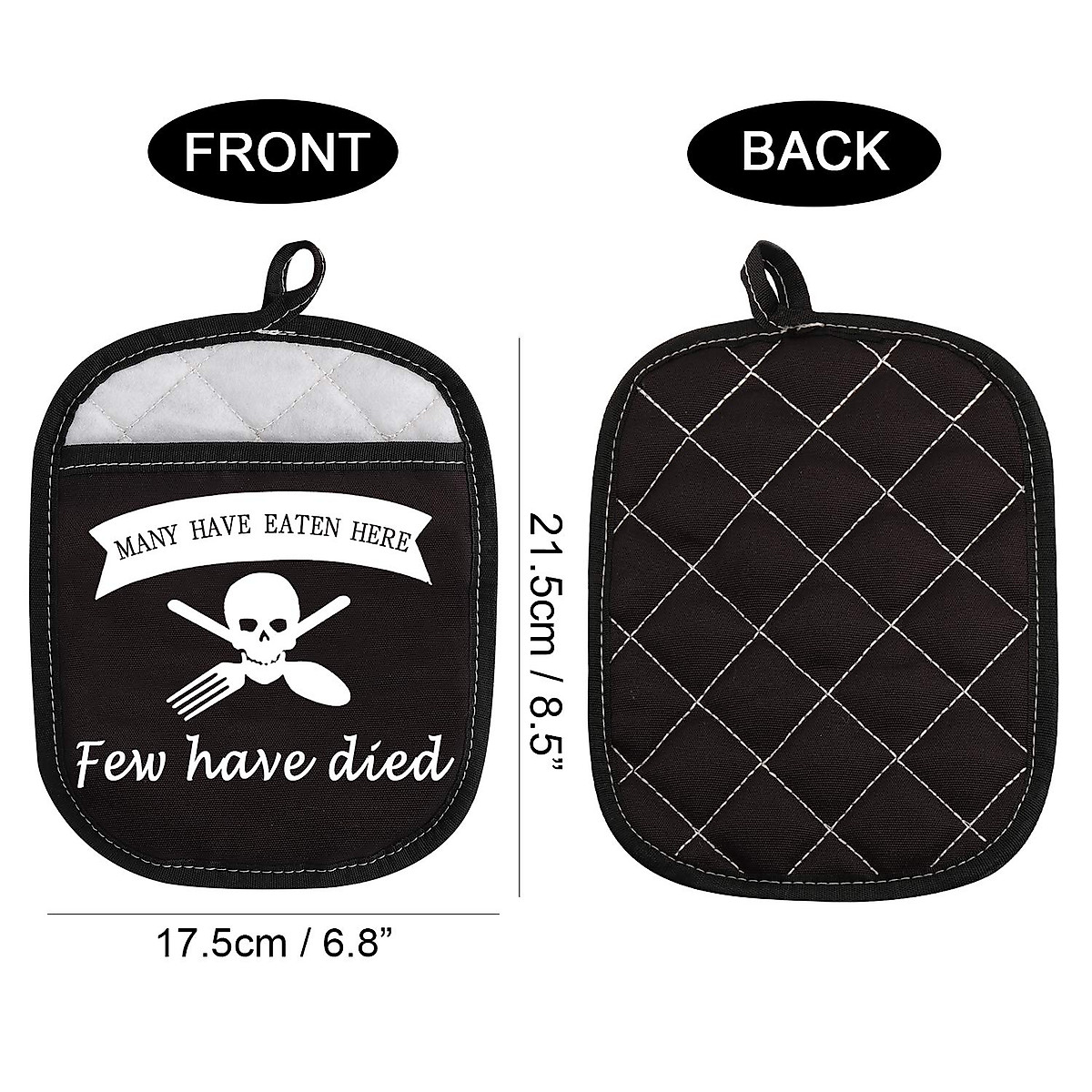 Funny Baking Oven Pads Pot Holder with Pocket for Baker Many Have Eaten Here Few Have Died (Few Have Died)
