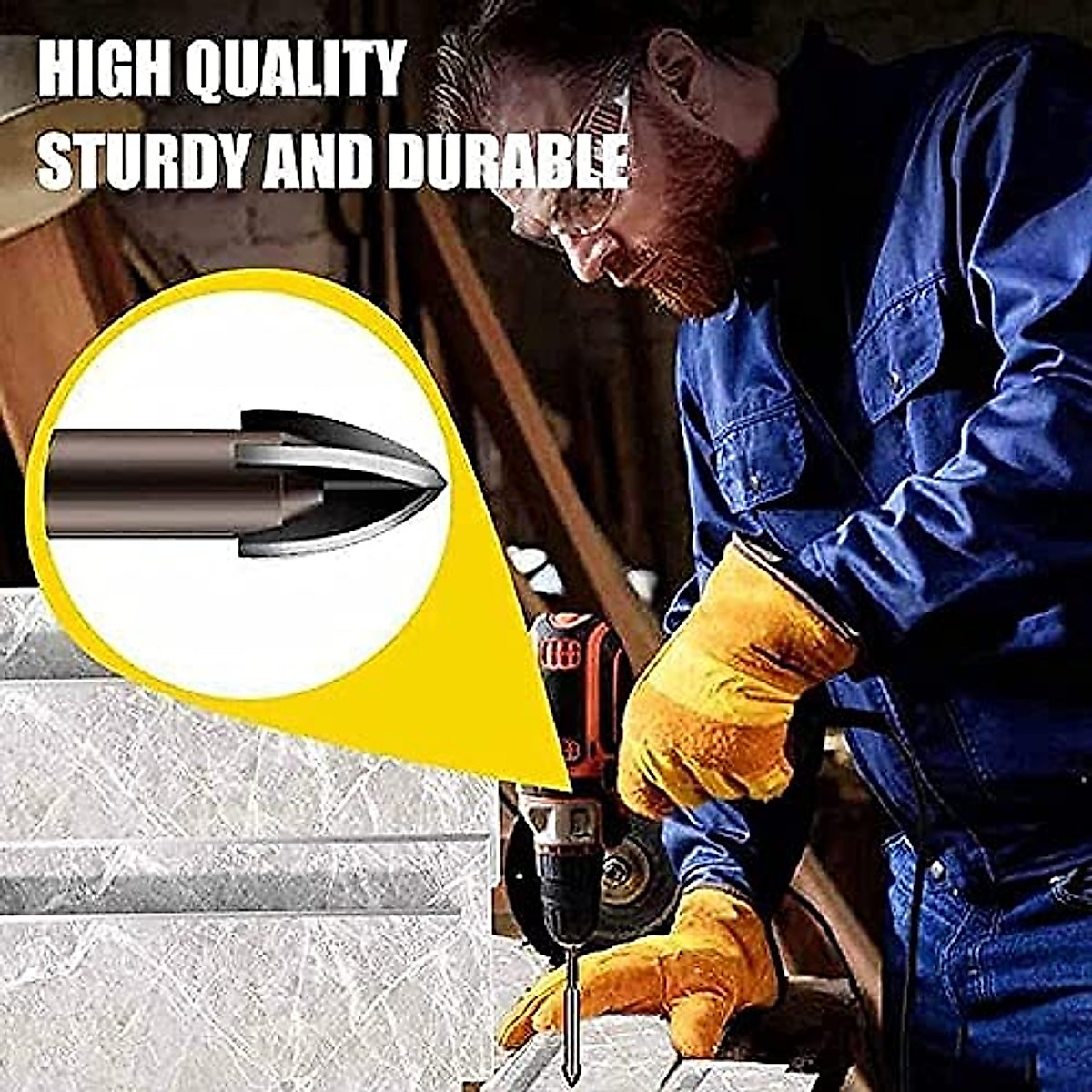 5/7PCS Efficient Universal Drilling Tool, Titanium Combination Drill Tap Bits Set, Triangle Drill Bit, Glass, Tile and Concrete Drill Bit, Multifunctional Cross Alloy Drill Bit Tip Tools (7 PCS)