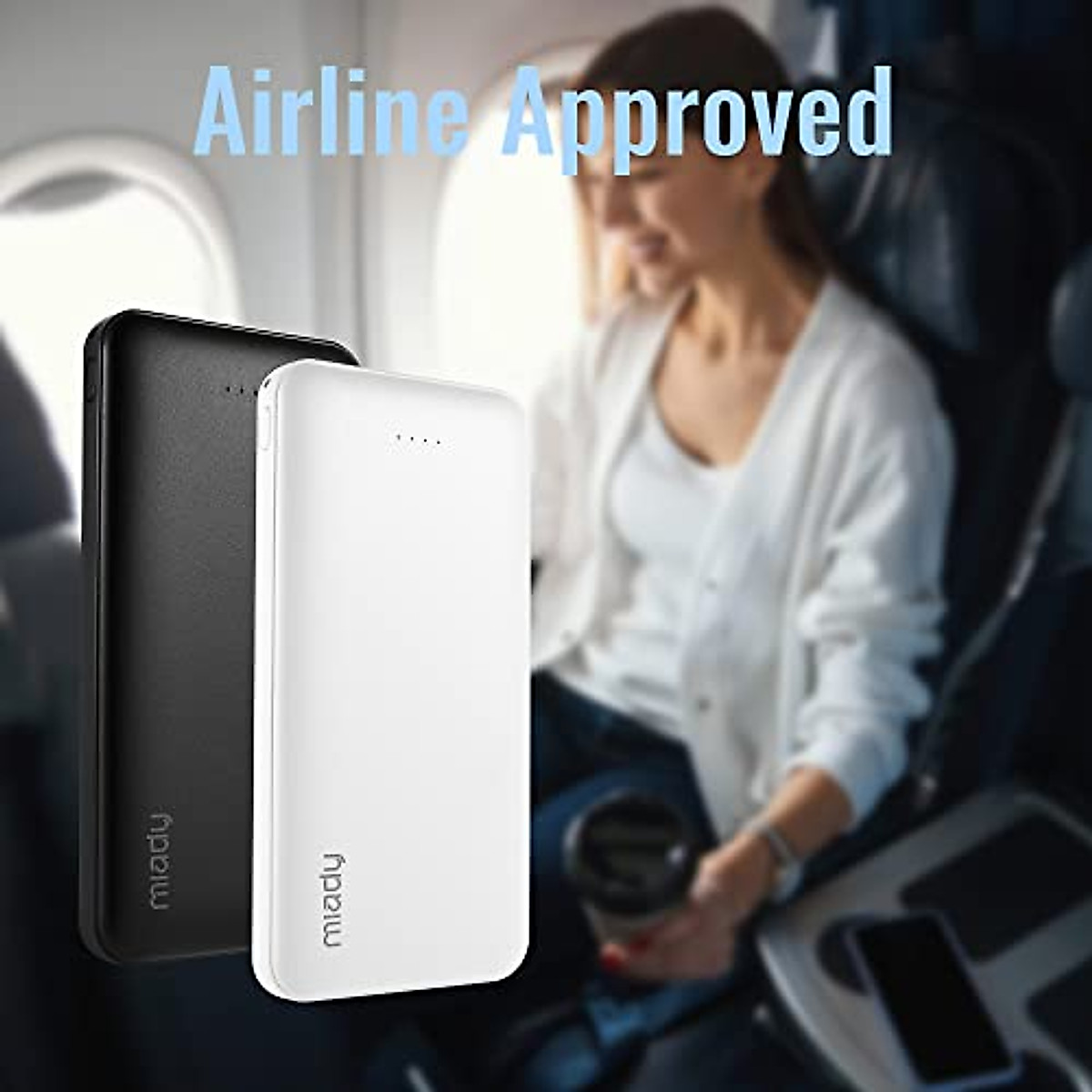 Miady 2-Pack 10000mAh Dual USB Portable Charger, USB-C Fast Charging Power Bank, Backup Charger for iPhone 14, Galaxy S22, Pixel and etc