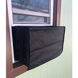 Yesland Window Air Conditioner Cover Outdoor, 25.5''W x 21''D x 17''H Outside Window AC Unit Cover with 2 Adjustable Straps, Black Large Window A/C Cover Bottom Covered AC Covers for Winter