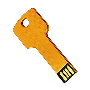 Lot 10 1GB Key Shape USB Flash Drive 1G Metal Memory Pen Stick Thumb Drive Wholesale Bulk Pack (1GB, Gold)
