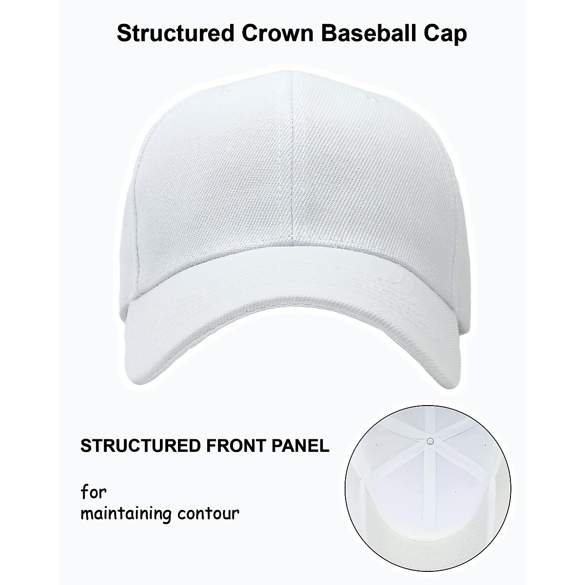 Utmost Structured Baseball Cap with Adjustable Closure - Performance Hat for Outdoor Activities and Custom Embroidery (1pc White)