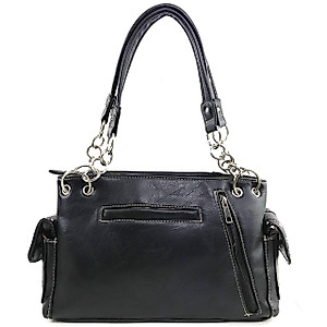 Justin West Cross Angel Wings Concealed Carry Handbag Purse (Black)