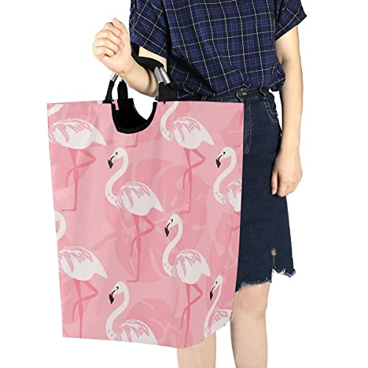 xigua Flamingo Laundry Hamper with Handle Collapsible Laundry Basket Freestanding Clothes Hamper Storage Basket for Toys Clothes Organizer