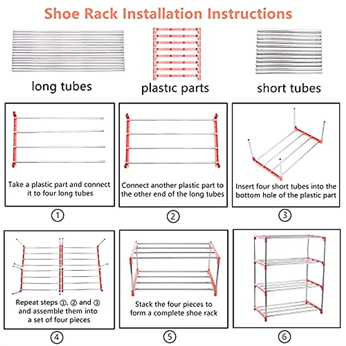 Xerhnan 4-Tier Stackable Small Shoe Rack Pink and 4-Tier Slim Storage Cart Narrow Shelving White