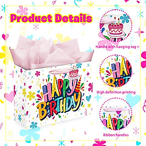 Mpanwen 16" Large Happy Birthday Gift Bag with Card and Tissue Papers for Boy Girl Kids Women Birthday Party