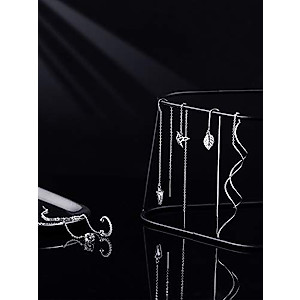 12 Pairs Threader Earrings for Women Stainless Steel Chain Tassel Earrings Threader Lightweight Wave Long Bar Arrow Drop Dangle Chain Earrings Set (Silver)