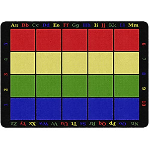 Flagship Carpets Learning Grid Colorful Numbers and Letters Kids Seating Area Rug for Classroom, Play Area Mat, Home Learning or Kids Room Carpet, 5'10" x 8'4", Seats 24