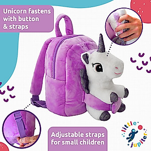 Pet Plush Unicorn Stuffed Animals Backpack w/Removable Stuffed Unicorn Plush Toy & Birth Certificate for Small Girls 3-4 - 5 Years Old - Little Girl Backpack - Stuffed Animals for Girls - Purple