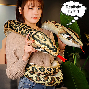 Giant Snake Stuffed Animal, 170cm/67in Long Large Realistic Python Boa Constrictor Cute Snake Plush Doll Soft Cuddly Plushie Hugger Toy Christmas Birthday Gift for Kids Lifelike Halloween Prank Toy