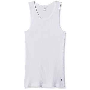 Nautica Men's 4 Pack Ribbed Cotton Tank, White, Medium