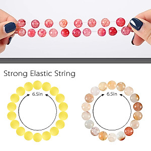 6 Pcs Lava Stone Bead Bracelet, Natural Gemstone Stretchy Bracelets- Aromatherapy Essential Oil Diffuser Healing Chakras Agate Crystal Elastic Lucky Bracelets Gifts for Women